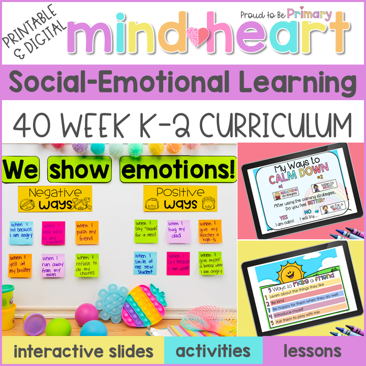 Social Emotional Learning Curriculum 40 Week K-2 SEL Activities & Less