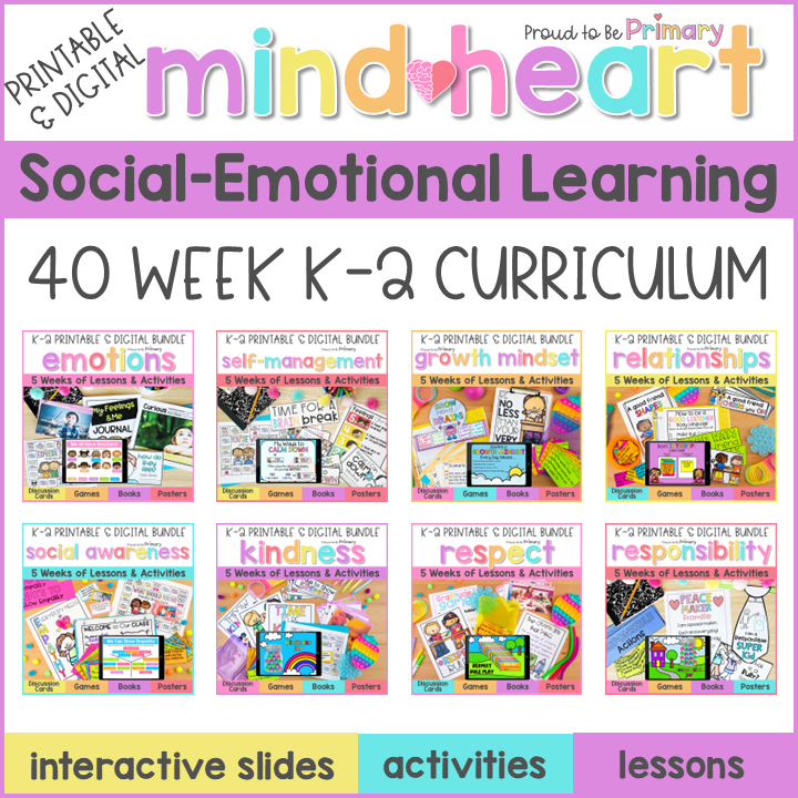 Social Emotional Learning Curriculum 40 Week K-2 SEL Activities & Less