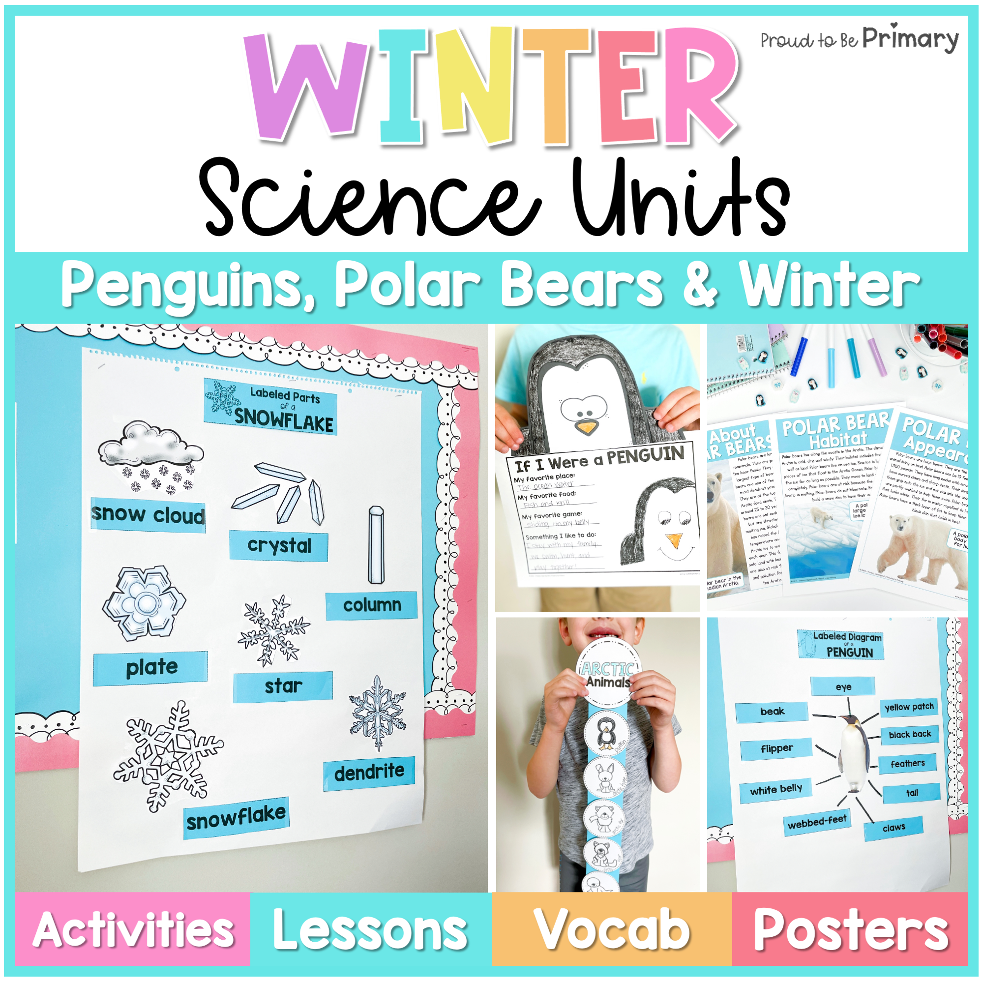 Polar Bear Penguin Snowflakes Snowmen Winter Animal Craft Writing Unit