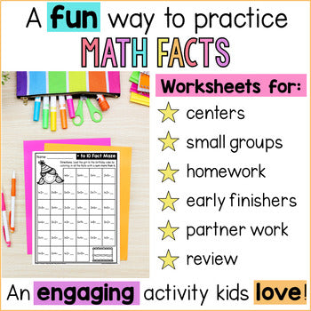Math Fact Mazes - Addition and Subtraction to 20 - Math Fact Fluency ...