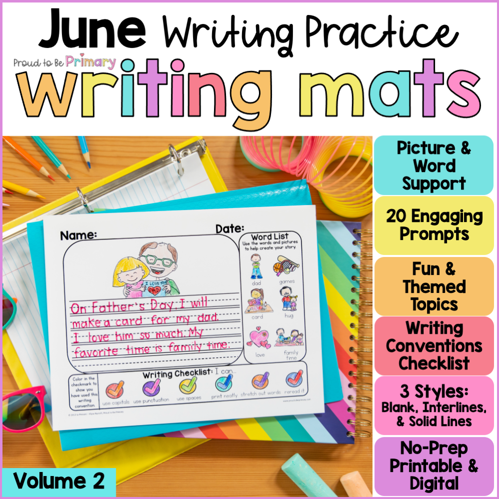 June End of the Year Summer Writing Center Prompts Paper Journal Fun A