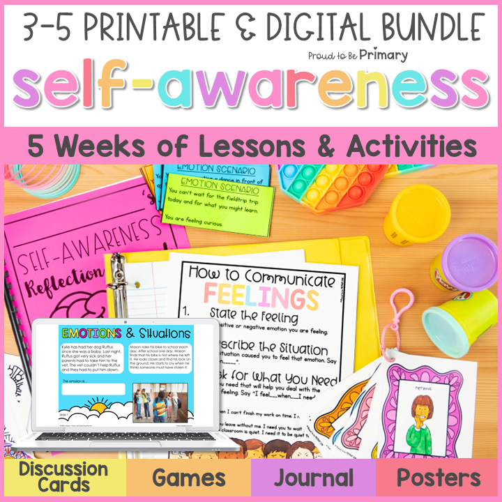 Emotional Regulation & Self-Esteem Activities, Emotion Cards, SEL Bull