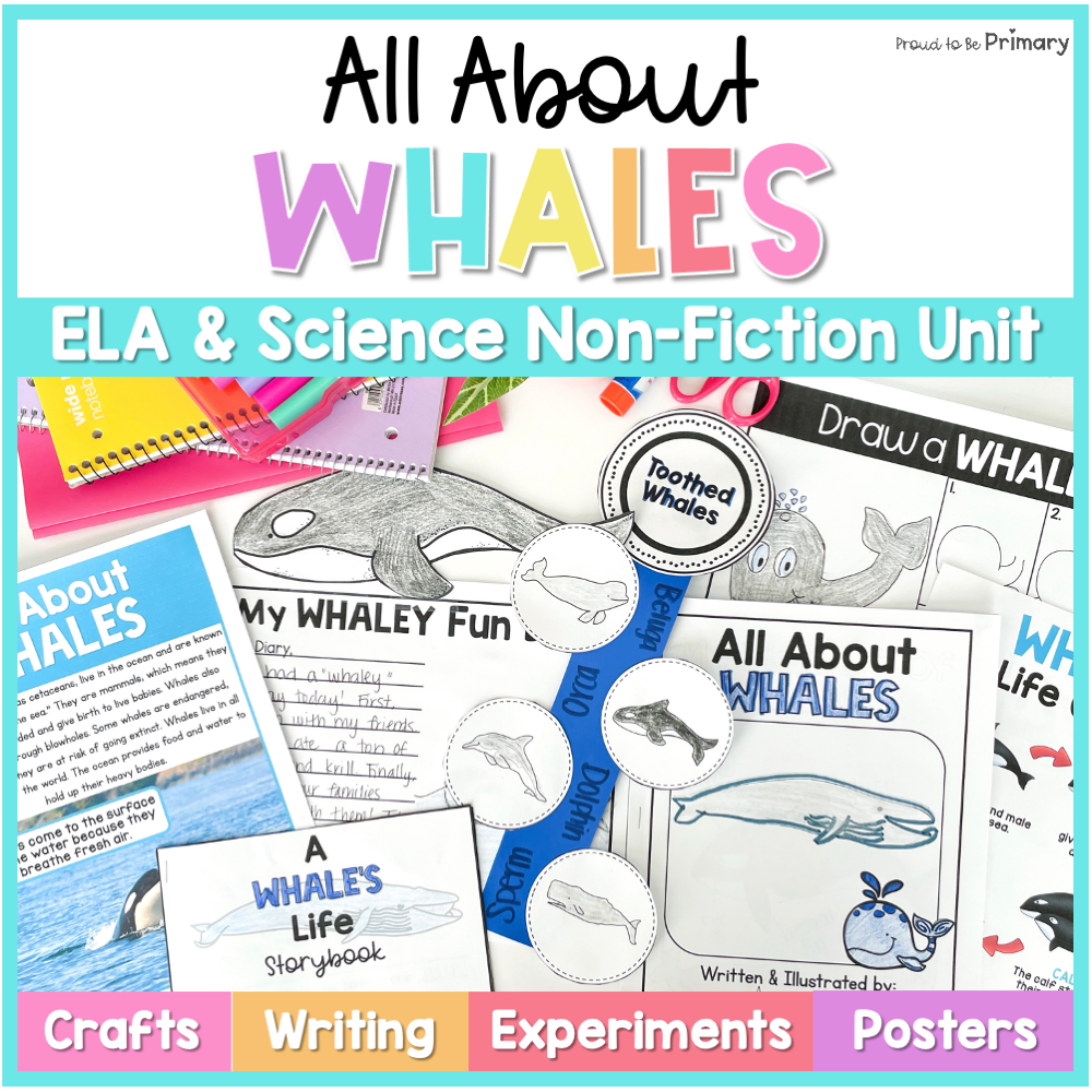 Whale Life Science Unit Lessons, Activities, Craft, Project - Orca & B