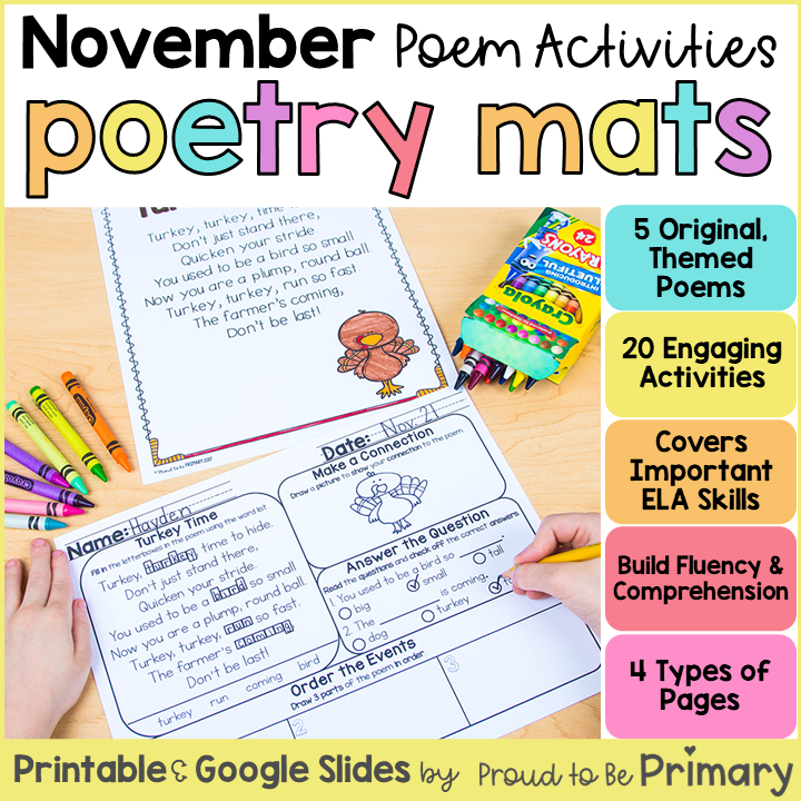 Poem of the Week Poetry Activity Mats for November