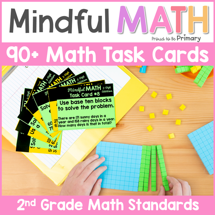 2nd Grade Math Warm-Up Task Cards & Daily Math Practice Small Group Ac