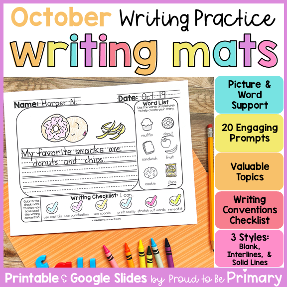 Writing Prompts Practice for October – Proud to be Primary
