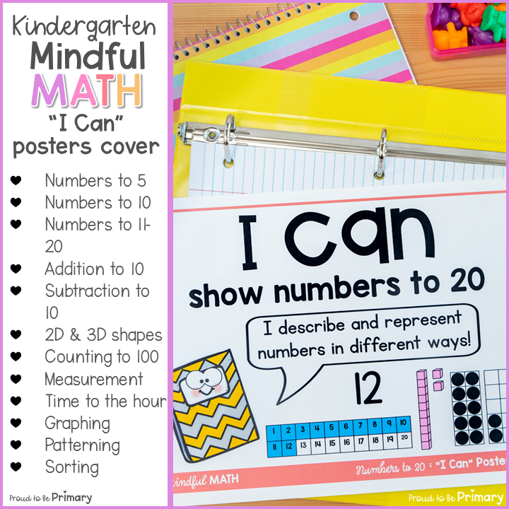 Kindergarten I Can Statement Posters - Math Common Core Standards ...