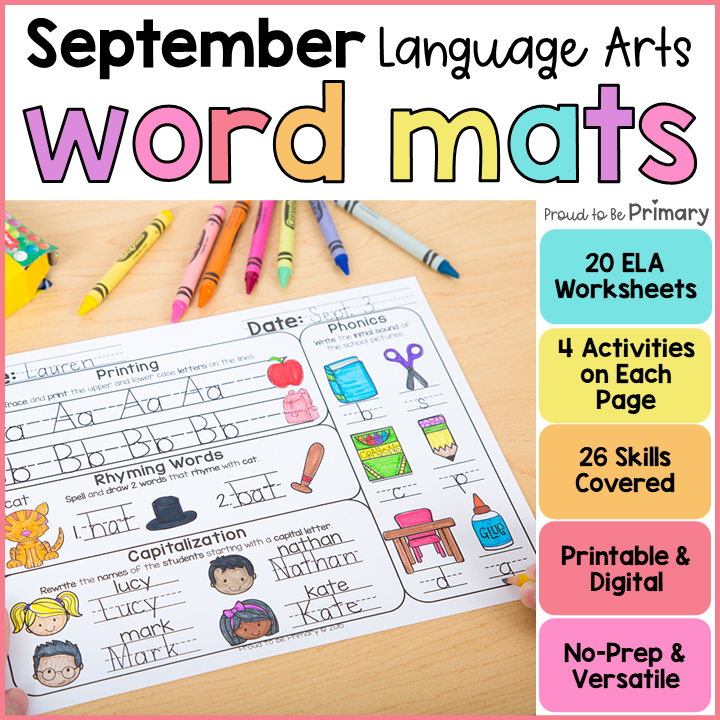 September Word Work and Daily Language Arts Review