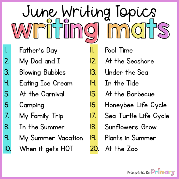 Summer Writing Prompts Practice for June – Proud to be Primary