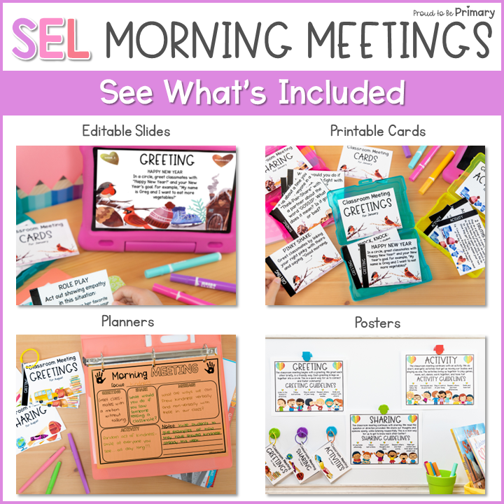 Morning Meeting Slides, Cards, Posters for January – Proud to be Primary