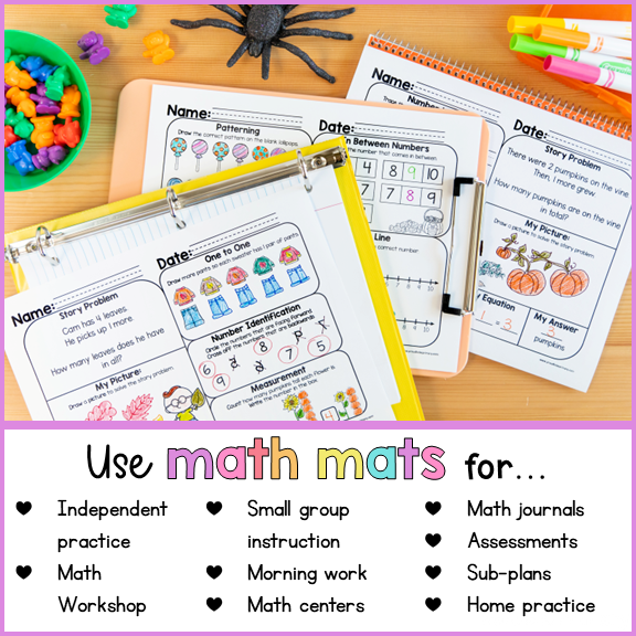 October Kindergarten Math Spiral Review Worksheets for Fall – Proud to ...