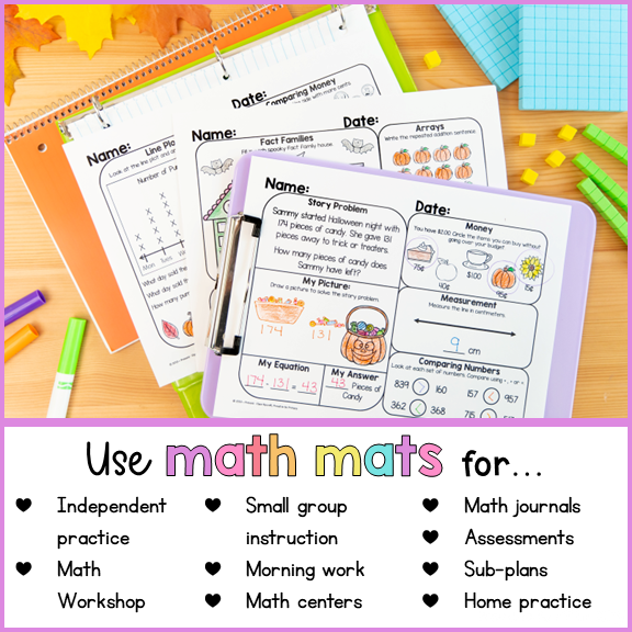 October Math Spiral Review Worksheets for 2nd Grade – Proud to be Primary