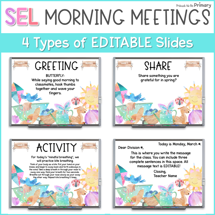 Morning Meeting Slides, Cards, Posters for March – Proud to be Primary