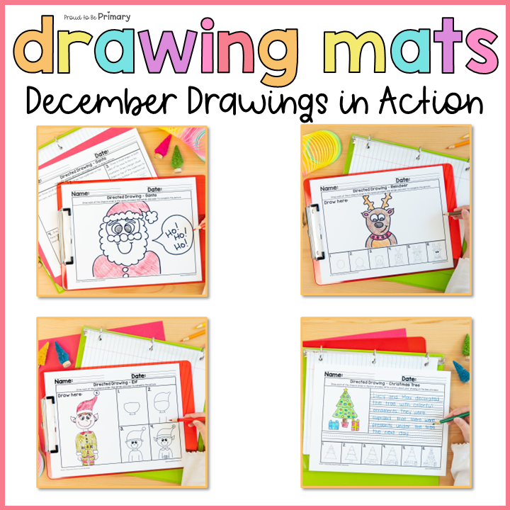 Christmas Directed Drawings | how to draw santa, reindeer, elf, tree ...