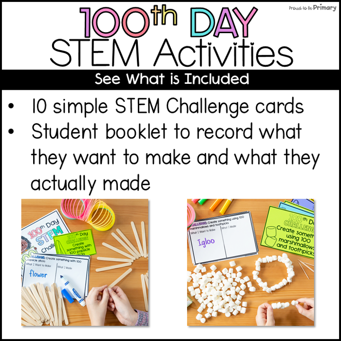 100 Days of School STEM Activities 100th Day STEM Science Stations