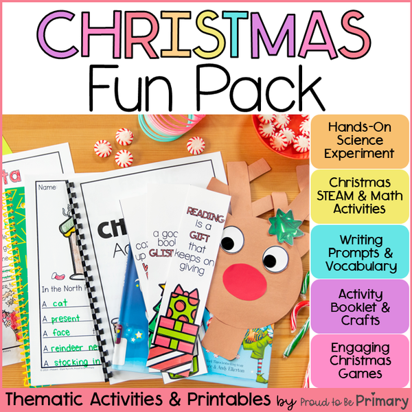 Christmas Activities - Reindeer Craft, Games, Santa Letter - Math & Li