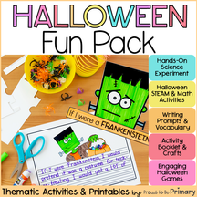 Halloween Party Fun Packet, Bulletin Board, Writing Prompts, Craftivit