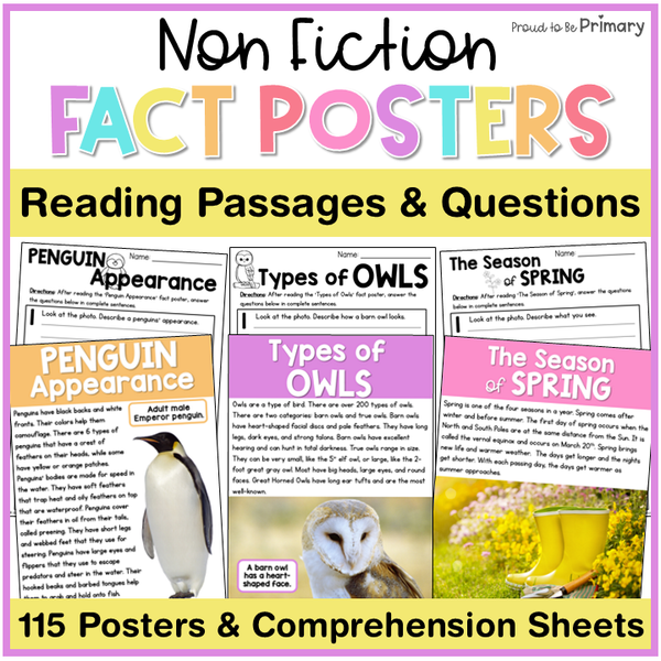 Non Fiction Reading Passages Comprehension Questions Posters