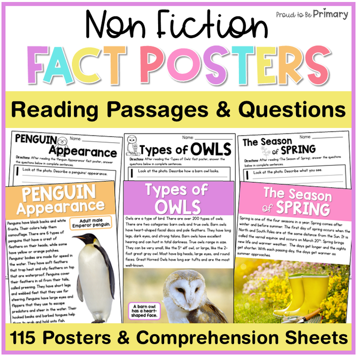 Non Fiction Reading Passages Comprehension Questions Posters
