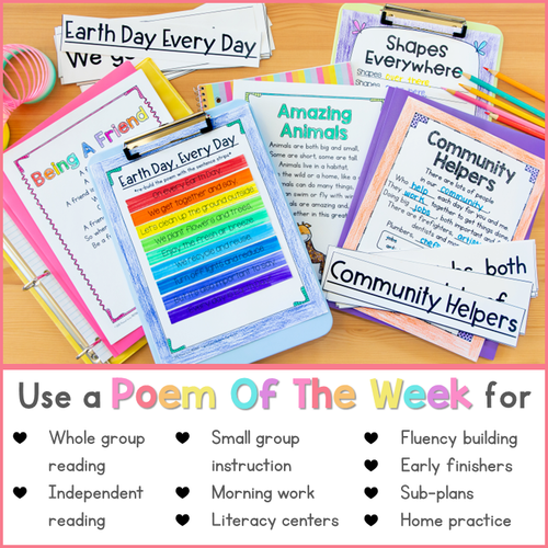 Poem of the Week Shared Reading & Poetry Month Activities with 100th D