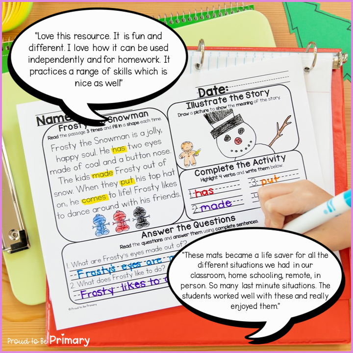 December Reading Comprehension Passages: Daily Comprehension Mats ...