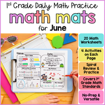 June End of Year Summer Math Worksheets 1st First Grade Math Review Mo