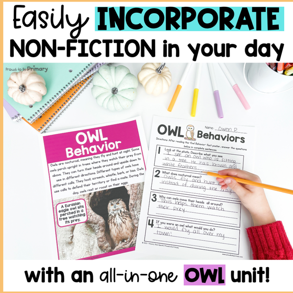 Owl Bird Science & Non-Fiction ELA Unit – Proud to be Primary