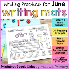 June End of the Year Summer Writing Center Prompt Paper Morning Work A