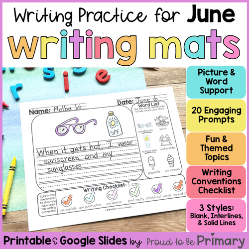 June End of the Year Summer Writing Center Prompt Paper Morning Work A