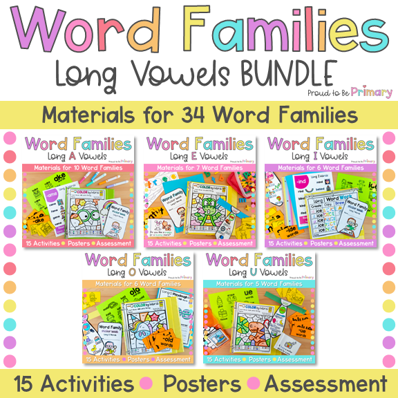 Long Vowel Sounds Teams Word Family Worksheets & Science of Reading Ac