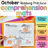 Fall October Halloween Reading Fluency Comprehension Passages & Mornin