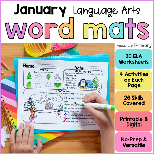 Winter Word Work Activities for January & New Years - Literacy Center