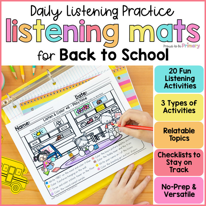 September Back to School Following Directions & Listening Read & Draw