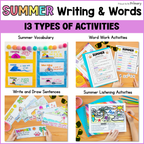 Summer Writing Activities & Word Work - End of the Year Prompts, Poetr