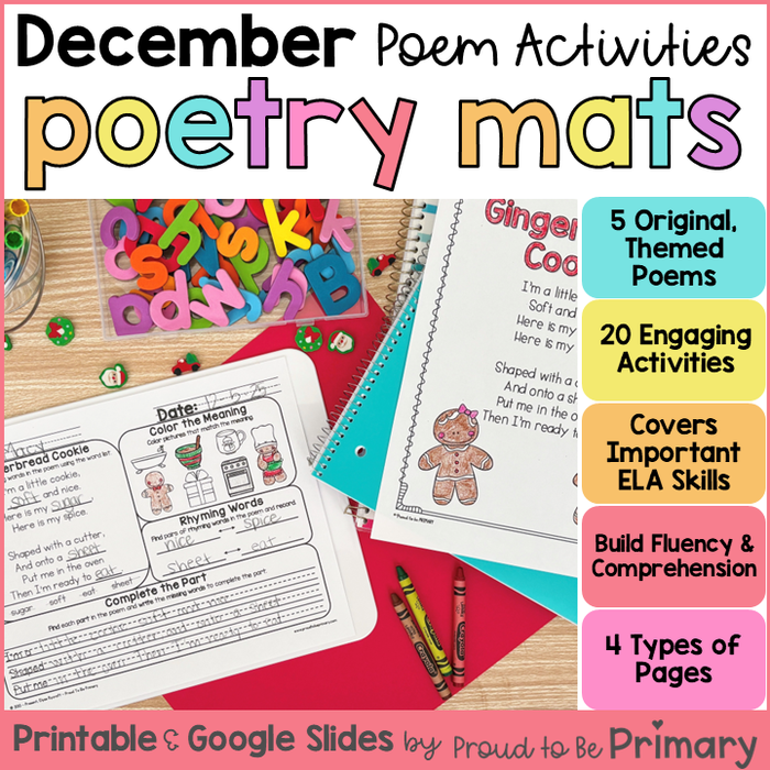 Christmas Holiday Poem Reading Activity December Morning Work Workshee