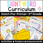 Dolch Sight Word List Practice Activities & Word Work Pre-Primer-3rd S