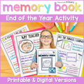 End of the Year SEL Memory Book Cover & Writing Prompts 1st-3rd Grades