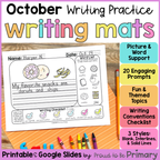 Fall October Halloween Writing Prompts, Paper, Writing Center, Morning
