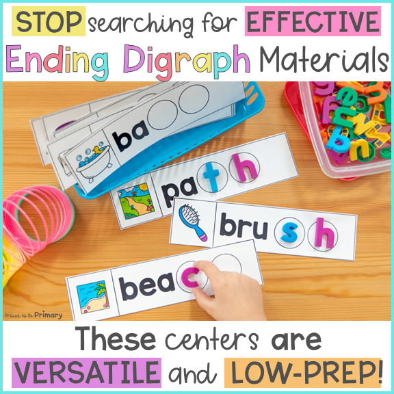 Ending Digraph Activities, Literacy Centers, Craft: ch, th, sh, ck, tc ...