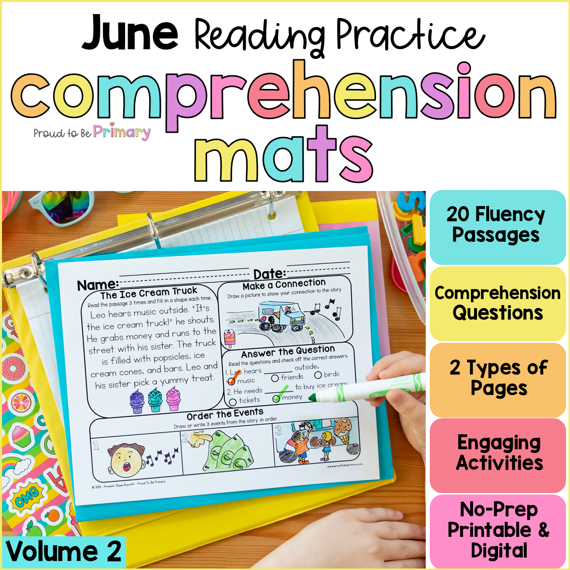 June End of Year Morning Work Reading Comprehension Passages Questions