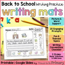 Back to School Writing Prompts, Paper, Journal Activities for Writing