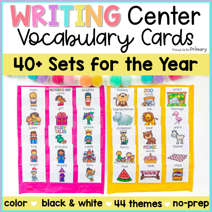 Vocabulary Cards for Kindergarten, 1st, 2nd grade Writing Center & Wor ...