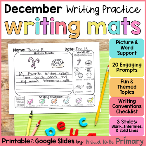 December Christmas Holiday Writing Center Activities Prompts Paper Mor