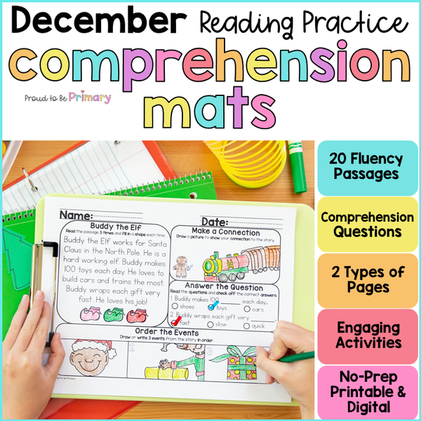 December Reading Comprehension Passages: Daily Comprehension Mats ...