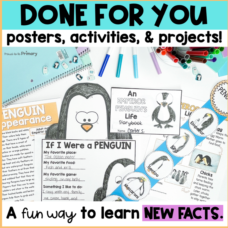 Penguin Activities Winter Craft, Writing, Drawing, Bulletin Board, Sci