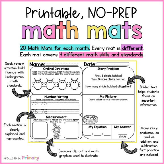 May Math Spiral Review Worksheets for Kindergarten – Proud to be Primary