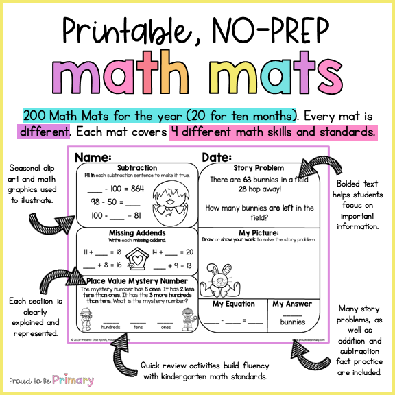 Math Spiral Review Worksheet Bundle for 2nd Grade – Proud to be Primary