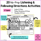 June End of Year Summer Following Directions & Listening Read & Draw A