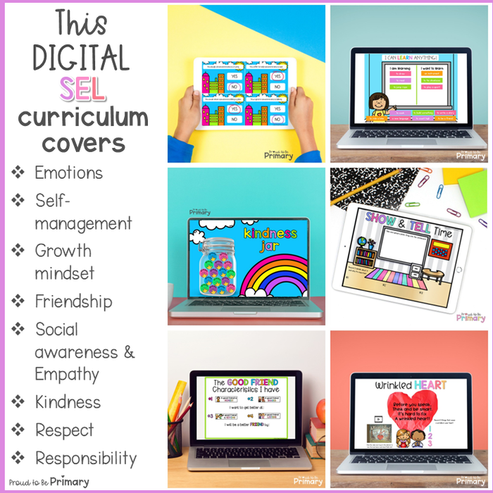 Social Emotional Learning DIGITAL Curriculum for Kindergarten to 2nd