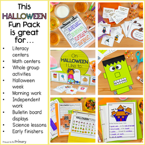 Halloween Fun Pack - Centers, Games, Science Experiments and Worksheet